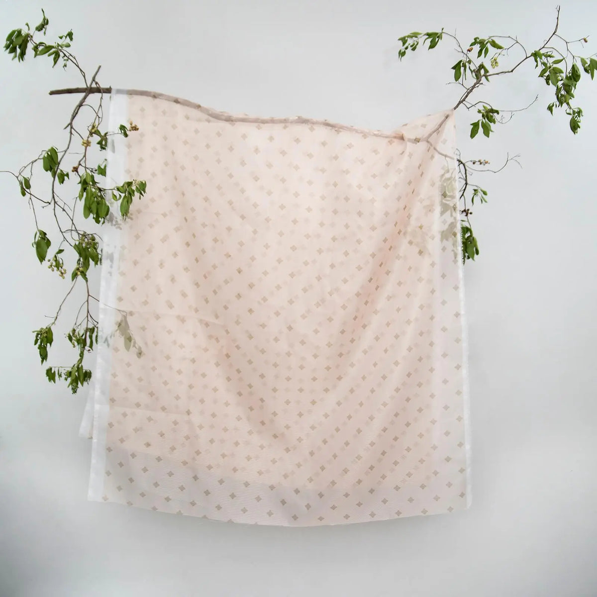 Cotton Net Organza Light Peach Diamond Printed Dupatta – DUPPATTY WALAY