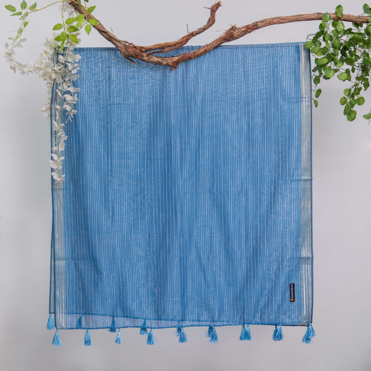 Cotton Blue All Sided Border with Tussle Dupatta – DUPPATTY WALAY