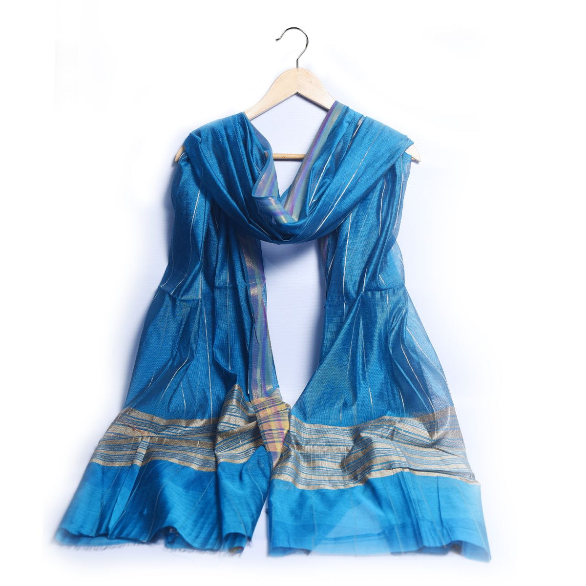 Khaddi Woven Light Blue All Sided Multi Border Dupatta – DUPPATTY WALAY